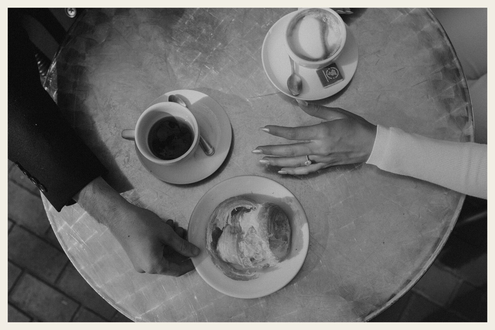 Romantic Coffee Shop Engagement Photos in Pioneer Square