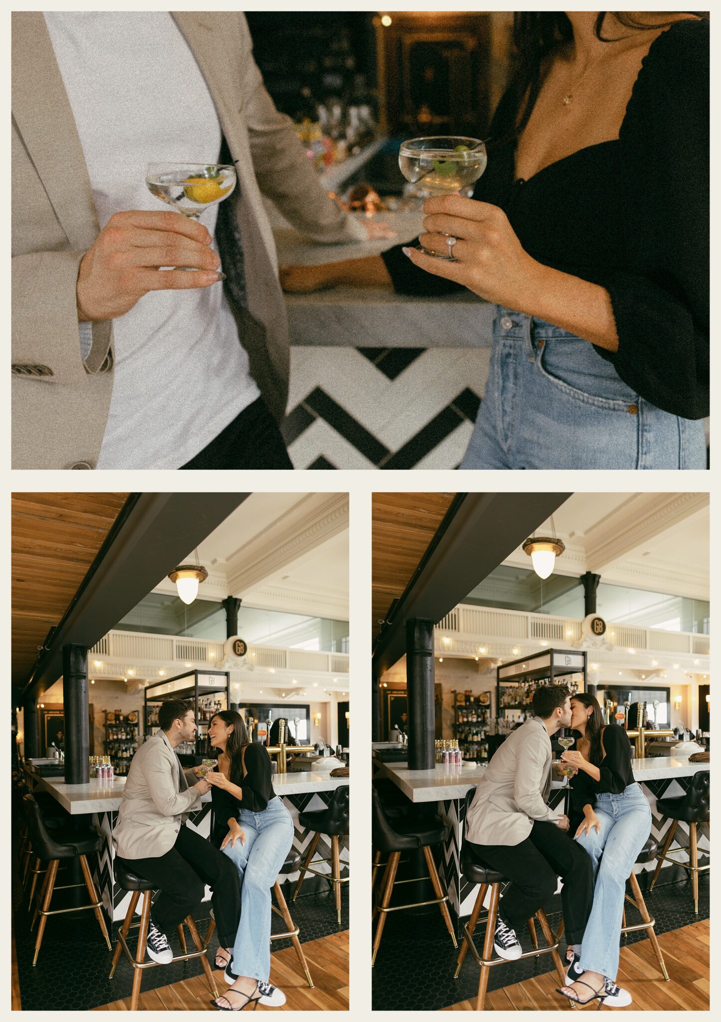 Romantic Coffee Shop Engagement Photos in Pioneer Square